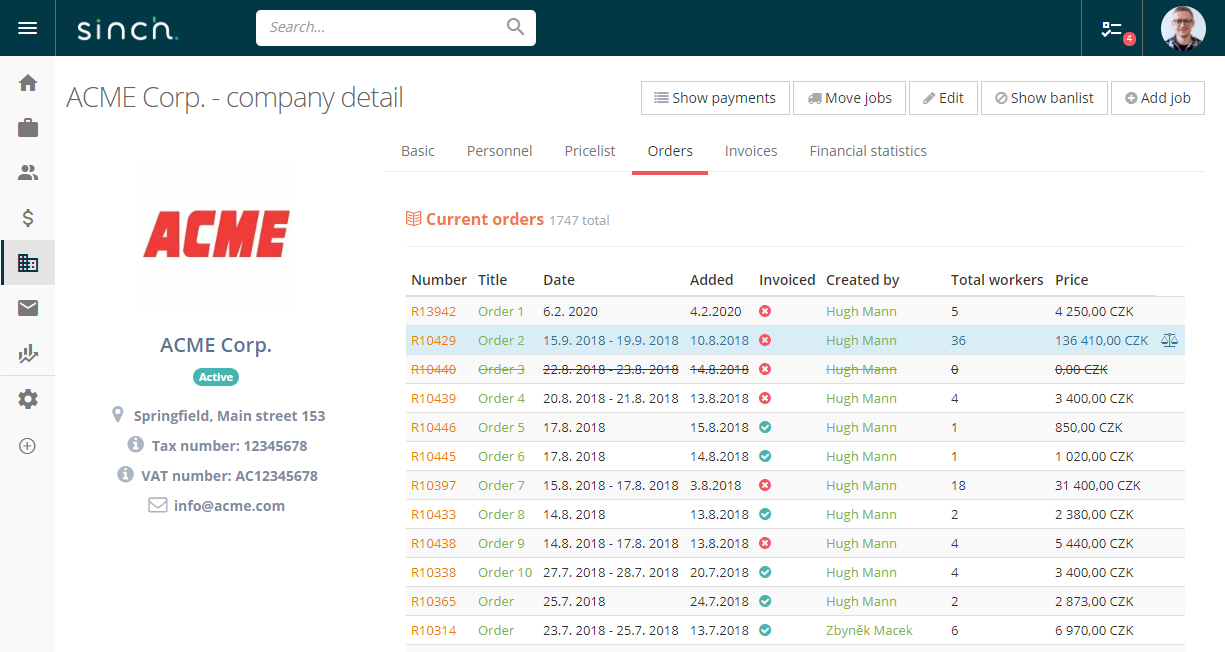 OnSinch | Client Database